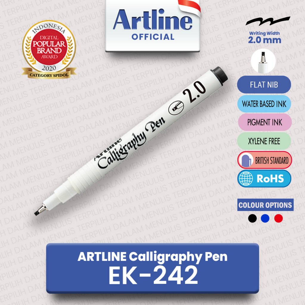 Jual ARTLINE Ballpoint Pulpen Calligraphy Lettering Pen 2 mm EK-242 ...