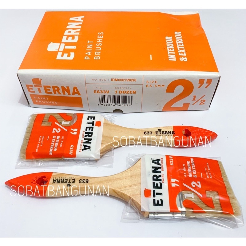 Jual Kuas Cat Tembok Besi Kayu - Paint Brush Eterna 633 2-1/2" inch ...