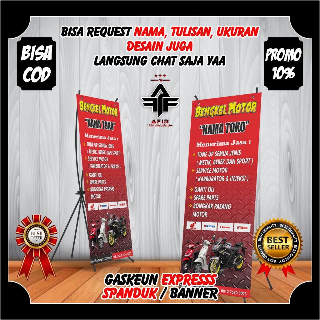 Jual Spanduk Bengkel Motor Model Berdiri Banner Toko Bengkel Motor ...