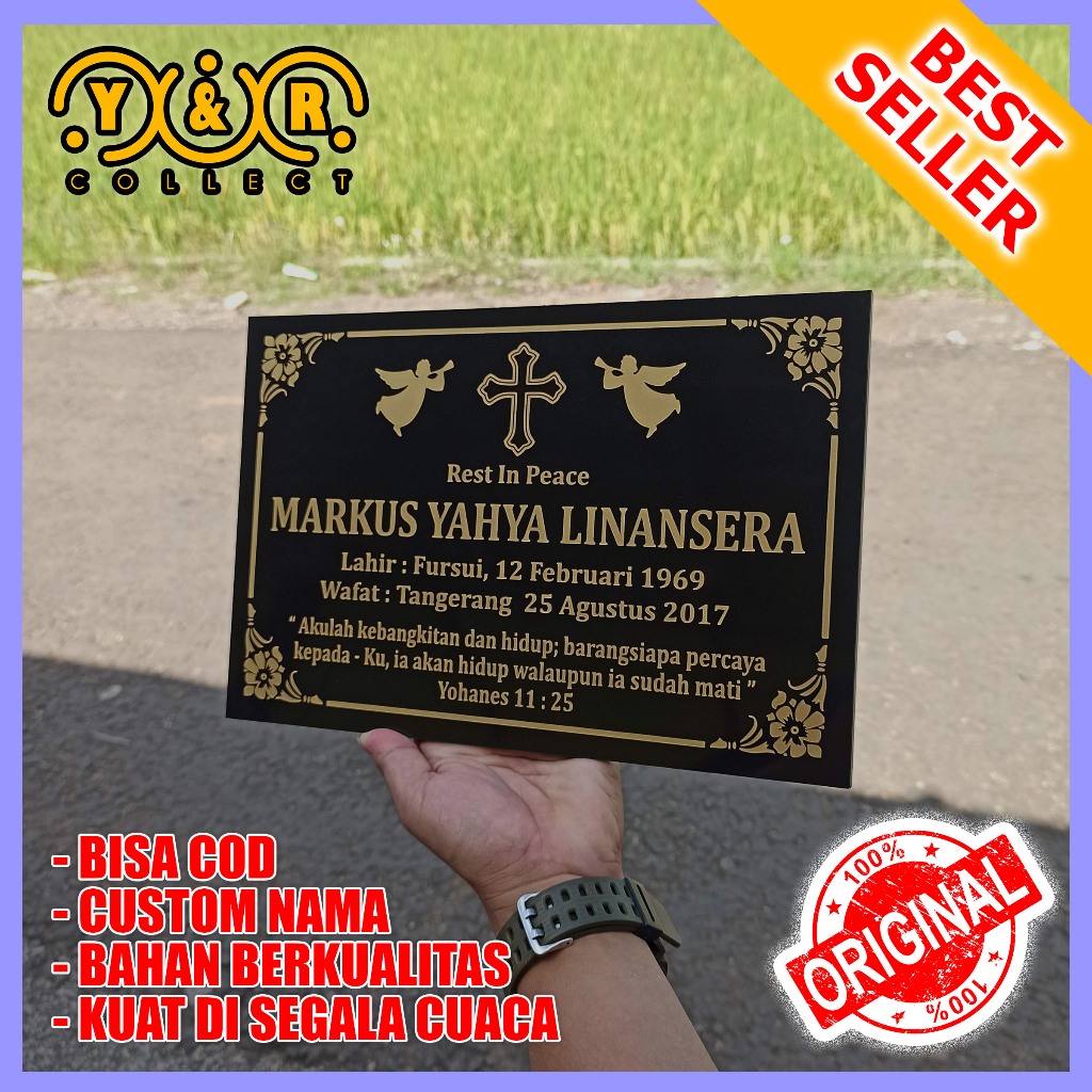 Jual Prasasti Batu Nisan Kristen Motif Bunga Ukuran 40x40 cm Bahan ...