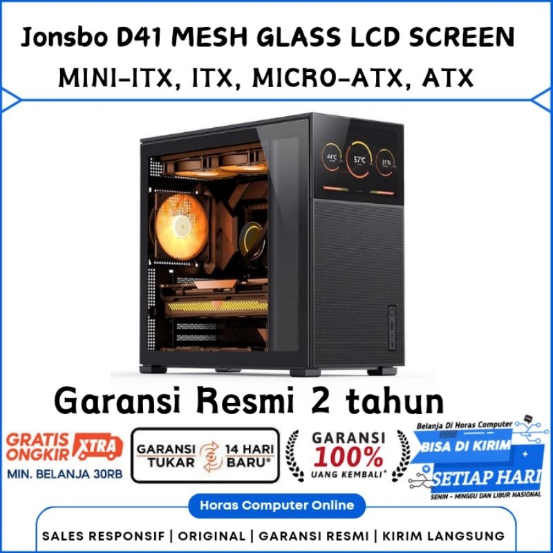 Jual CASING JONSBO D41 MESH LCD SCREEN BLACK GLASS - Micro ATX USB Type ...
