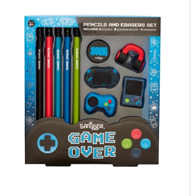 Jual Smiggle Game Over Pencil and Eraser Set | Shopee Indonesia