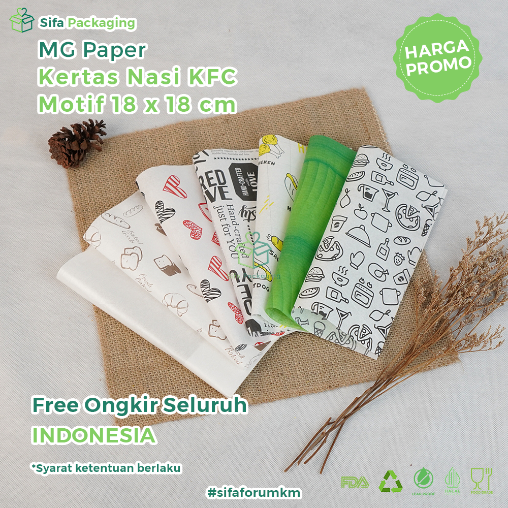 Jual Kertas Nasi Motif 18x18 Paper Wrap Isi 100 Pcs Printing Laminasi ...