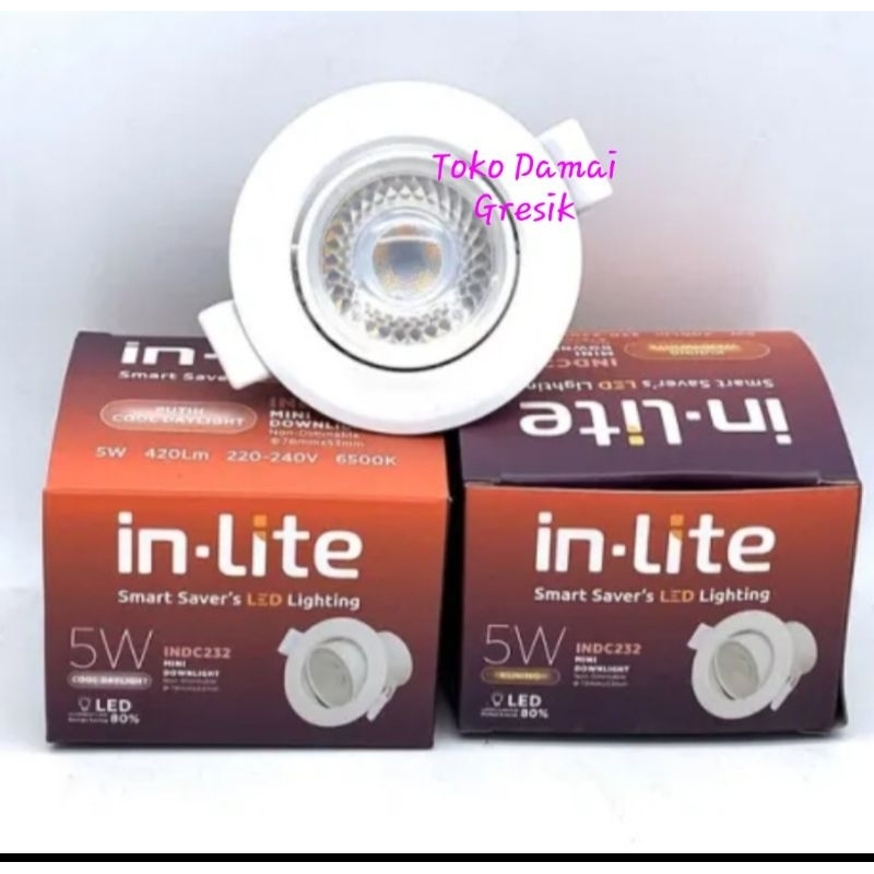Jual Inlite Downlight COB 5 Watt spotlight 4000K Cool White Semu Kuning ...