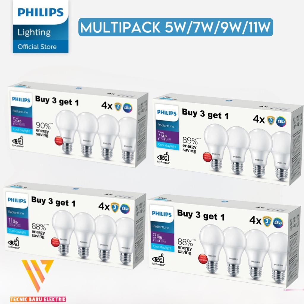 Jual Lampu Multipack Philips Radiant Line 5W 7W 9W 11W Paket LED Essential Bohlam Bulb Beli 3 ...