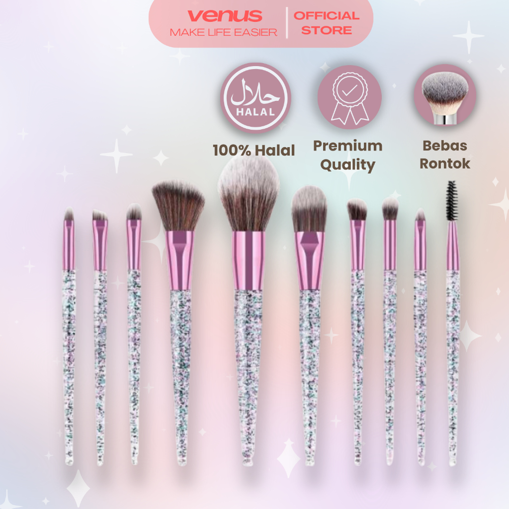 Jual VENUSJKT - 10Pcs Set Makeup Brush Glitter / Kuas Make Up Set ...