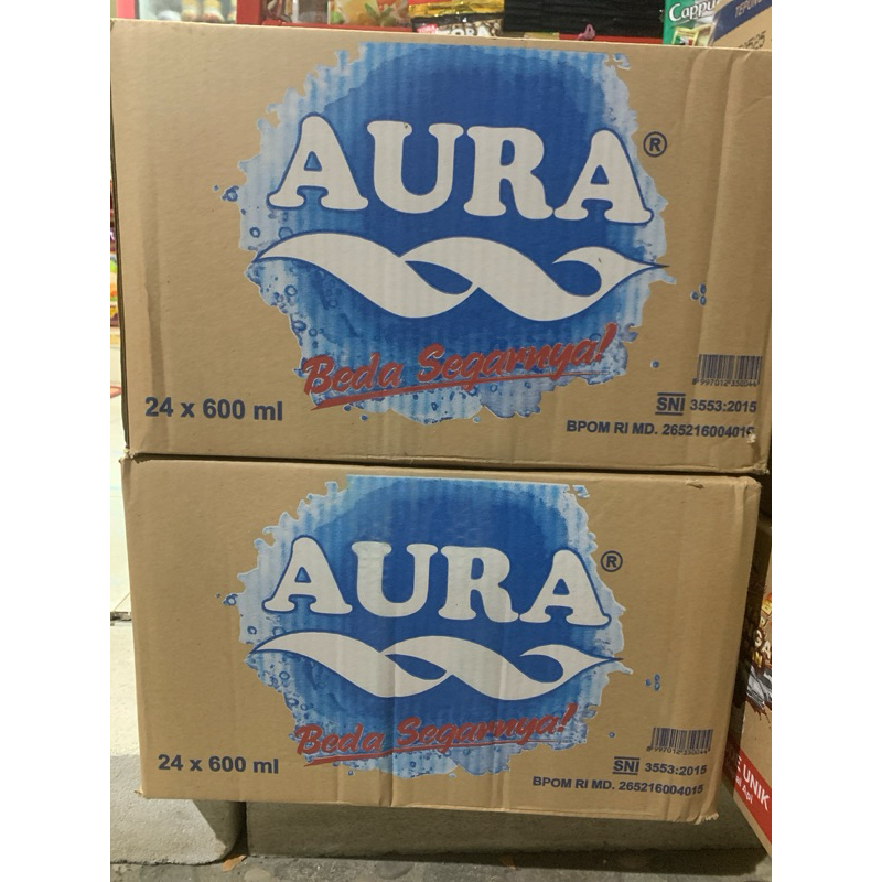 Jual [HANYA INSTAN] AIR MINERAL AURA BOTOL 600ml x 24pcs 1 DUS 1 KARTON | Shopee Indonesia