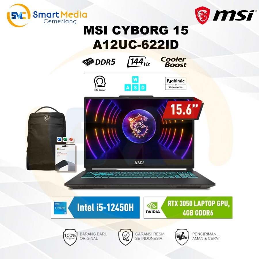 Jual MSI Cyborg 15 A12UC [9S7-15K111-622] i5-12450H 16GB 512GB RTX3050 4GB W11 OFFICE | Shopee ...