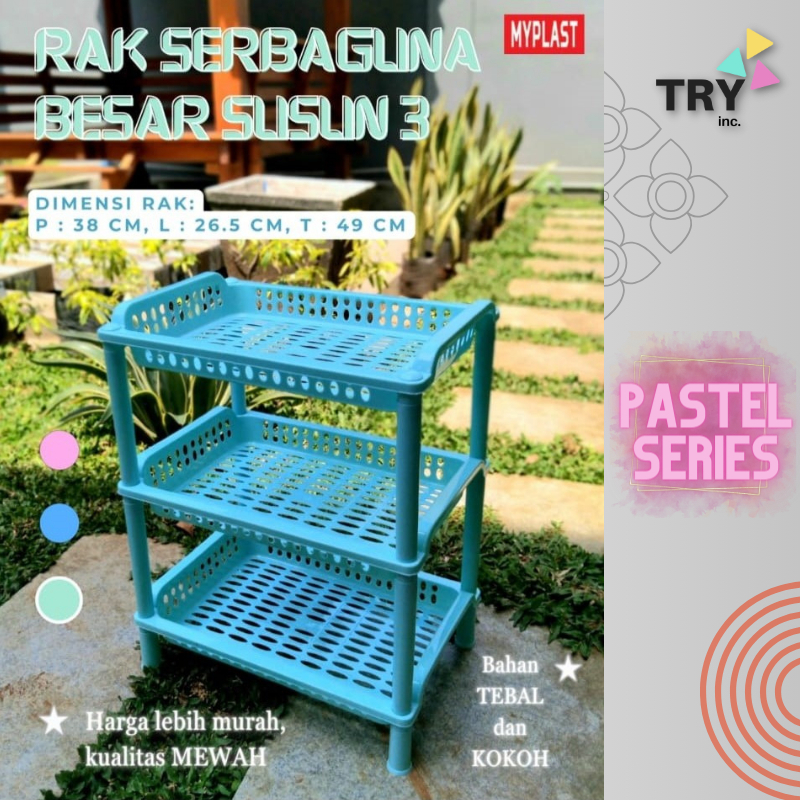 Jual Rak Susun 3 tingkat MyPlast | Rak susun tinggi estetik - PASTEL ...