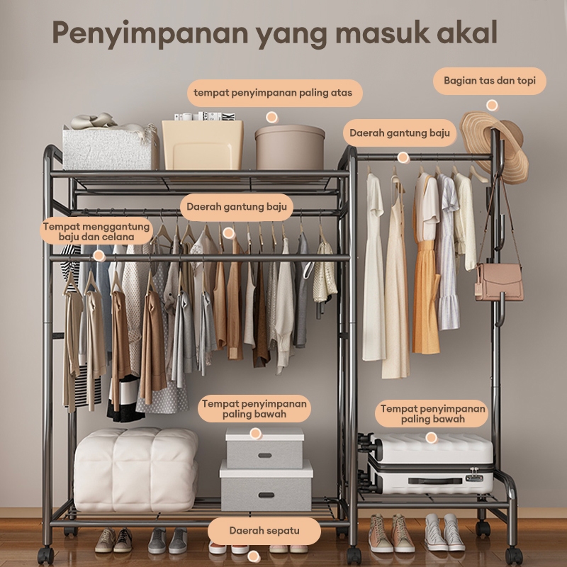 Jual Rak Gantungan Baju Serbaguna Stand Hanger Portable Gantungan Baju ...