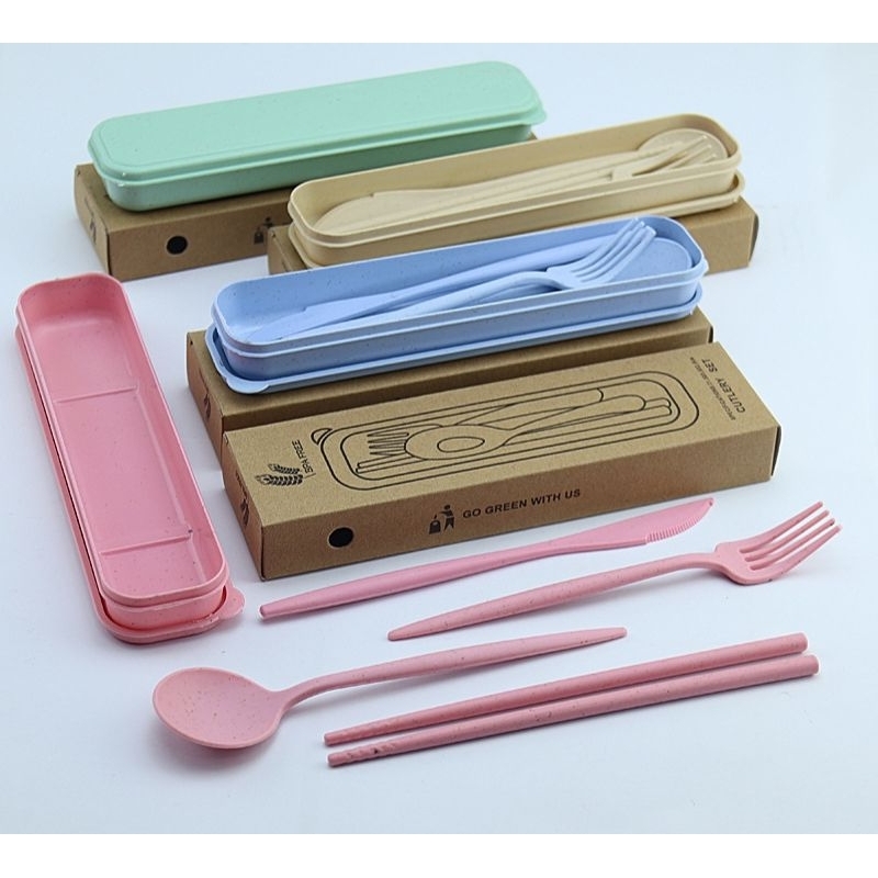 Jual Alat Makan Sendok Jerami/Sendok Sumpit Garpu Set Gandum | Shopee ...