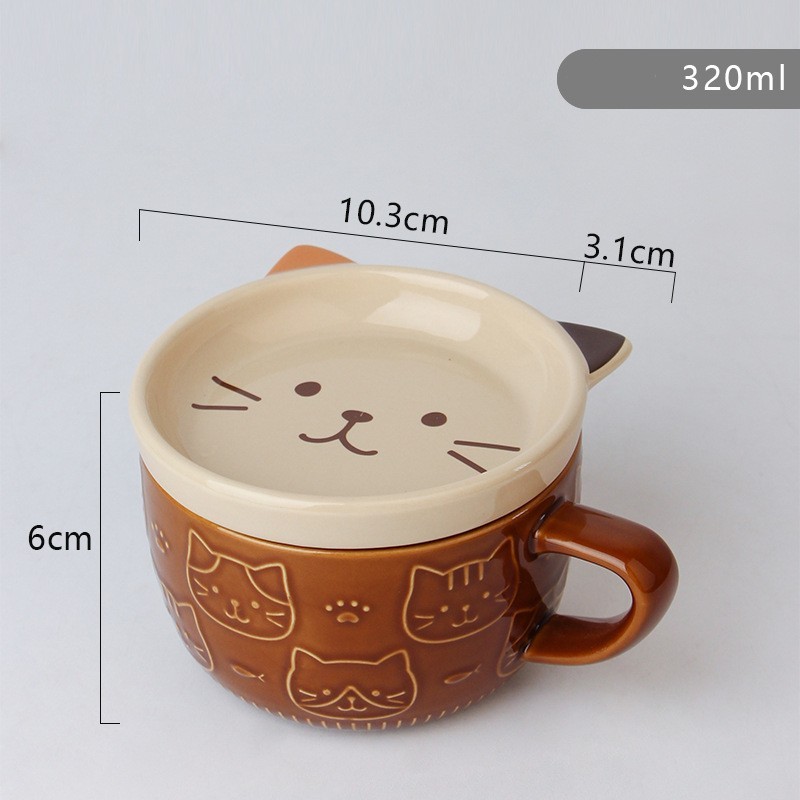 Jual Kucing Dipotong Mug Set Ceramic Cup Cartoon Cat Cute Gelas Dengan ...