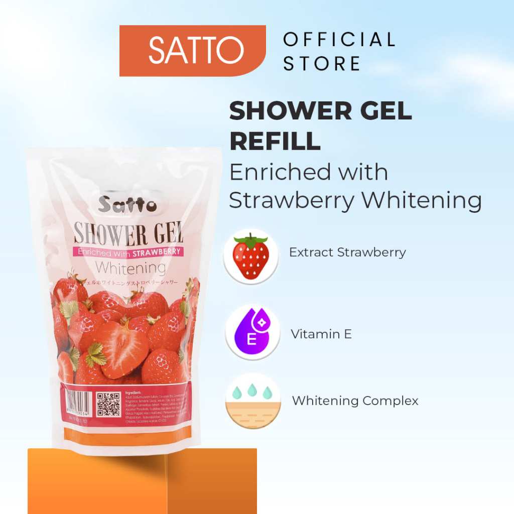 Jual Satto Shower Gel Enriched with Strawberry Whitening - Refill 500 ...