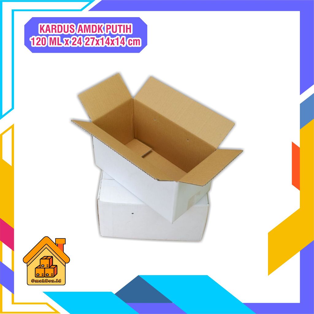 Jual Kardus box amdk putih 120ml x24 | 27x14x14 cm box air minum ...