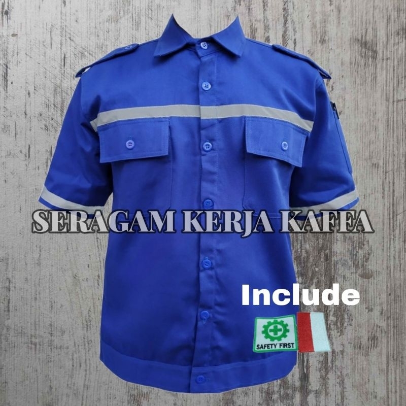 Jual Wearpack Safety Seragam Kerja seragam Bengkel Lengan pendek Biru ...