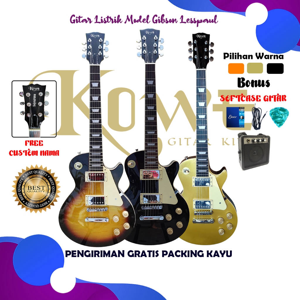 Jual Gitar Listrik Merk Kowe ORIGINAL FREE PACKING KAYU | Shopee Indonesia