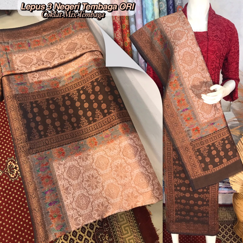 Jual Songket Lepus 3 Negeri Tembaga ORI Coklat Mix Tembaga-Asli Tenun Tangan Palembang(Ilham ...
