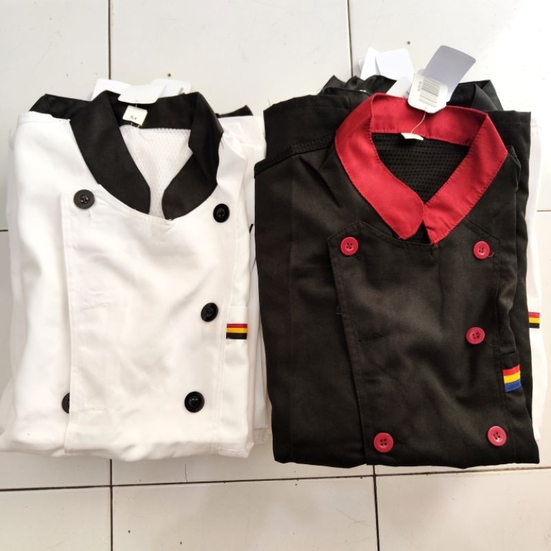 Jual baju masak / cheff warna hitam & putih | Shopee Indonesia