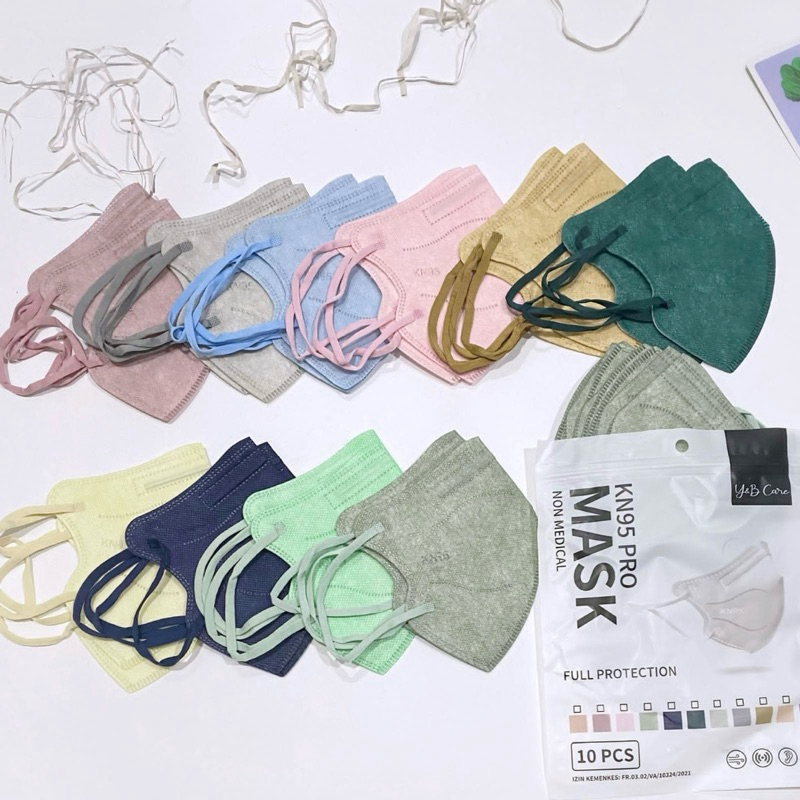 Jual Masker KN95 PRO Y&B CARE 4Ply isi 10Pcs Putih Hitam Warna 95PRO KN ...