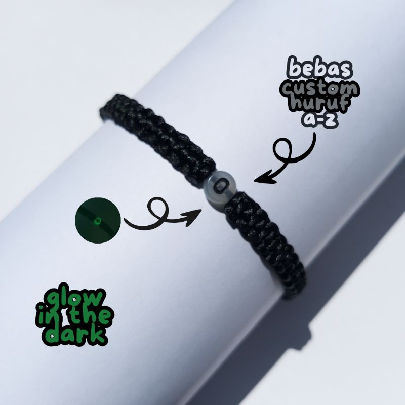 Jual Gelang Inisial Couple | Glow in The Dark | Tali Satin Macrame 1mm ...