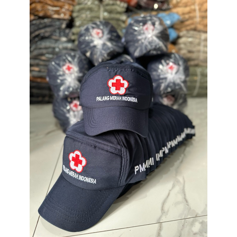 Jual Topi PMR PMI Biru Kuning Dongker Bordir Topi Palang Merah Remaja ...