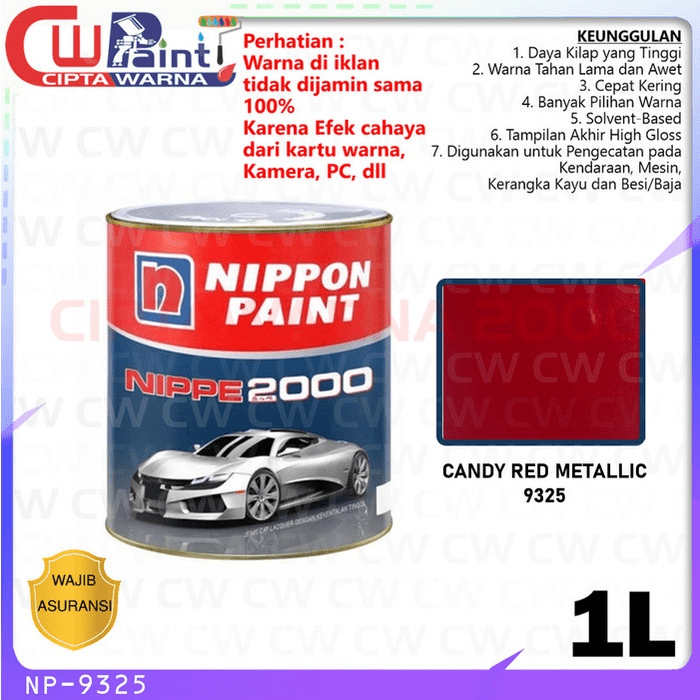 Jual Nippon Nippe 2000 Cat Kayu Besi 1 Liter NIPSEA - Candy Red H Metallic | Shopee Indonesia