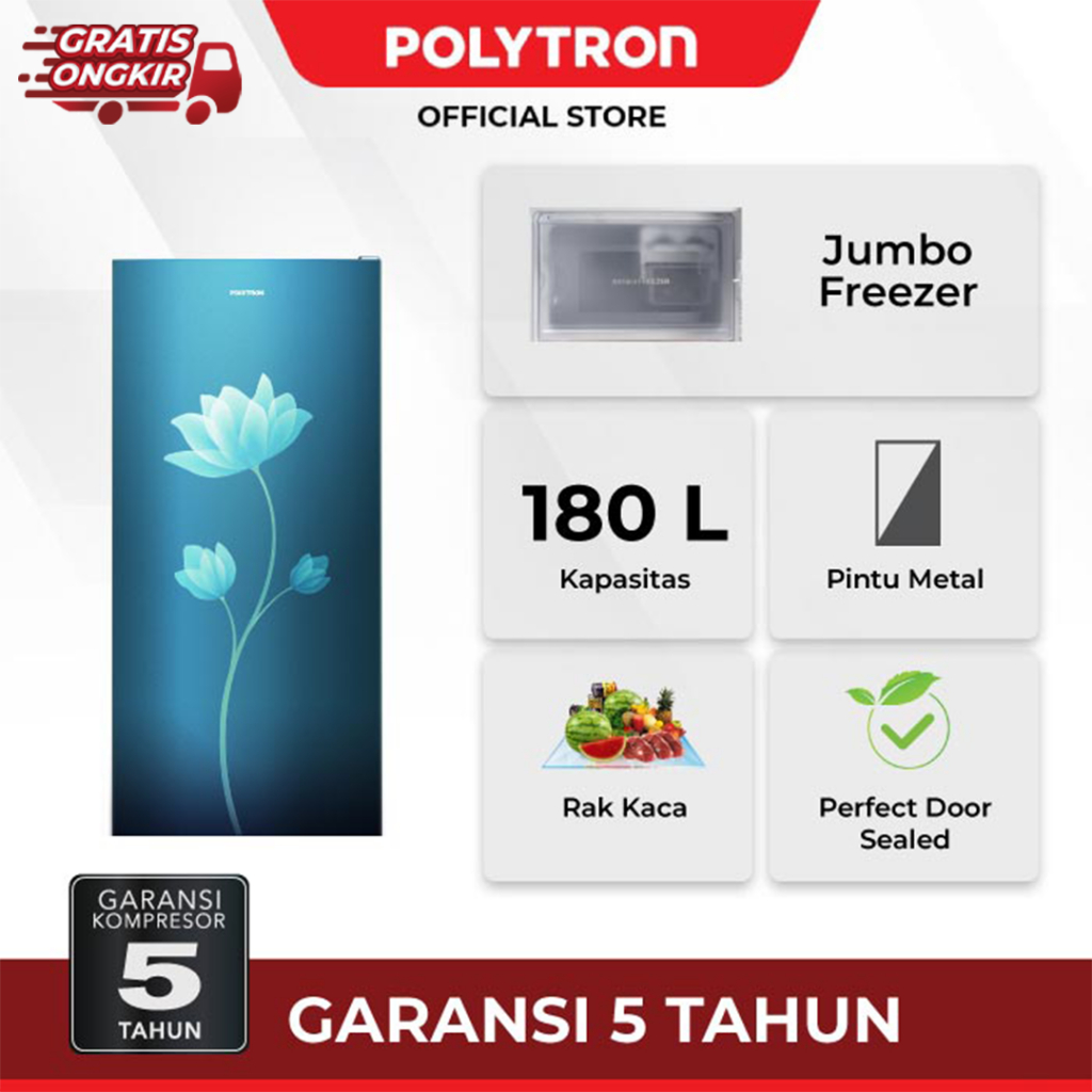 Jual Kulkas POLYTRON Beauty metal door 1 pintu 180 liter PRB 189B ...