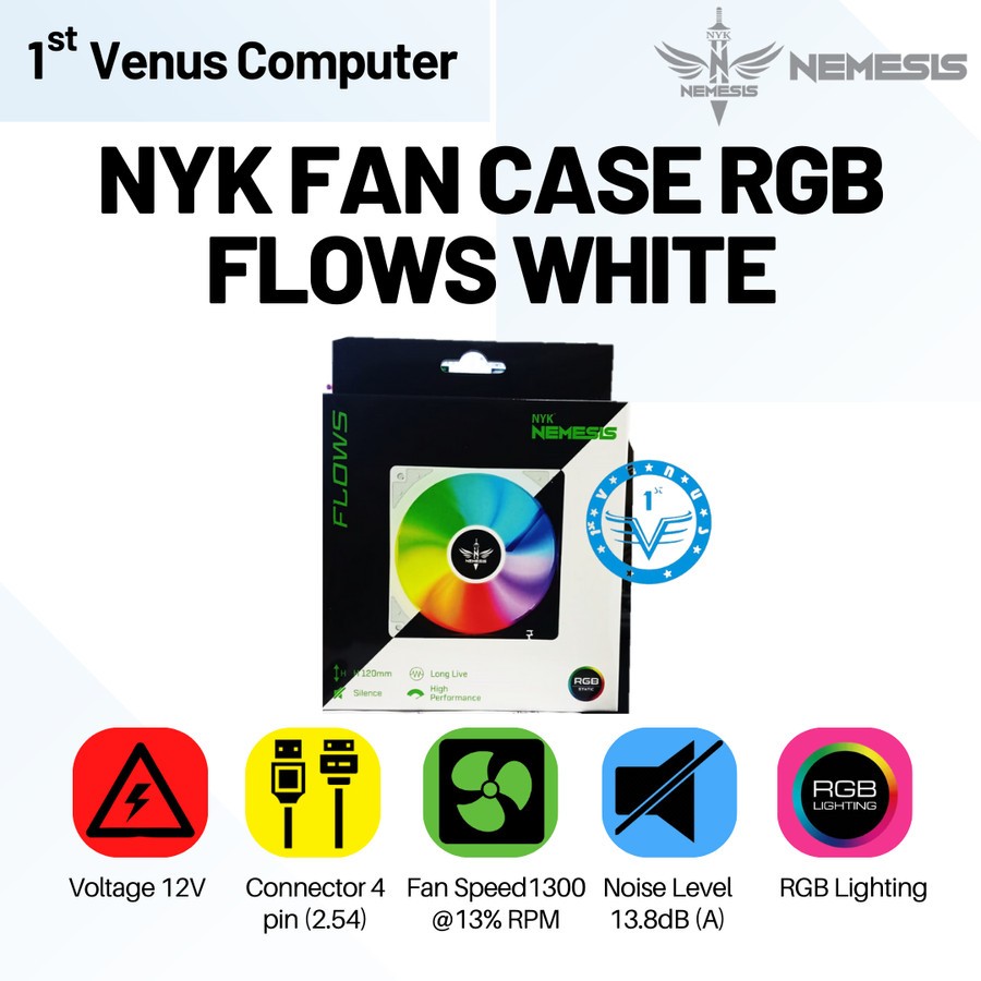 Jual NYK Nemesis Fan Case Led RGB Flows/ Kipas Casing Flows White ...