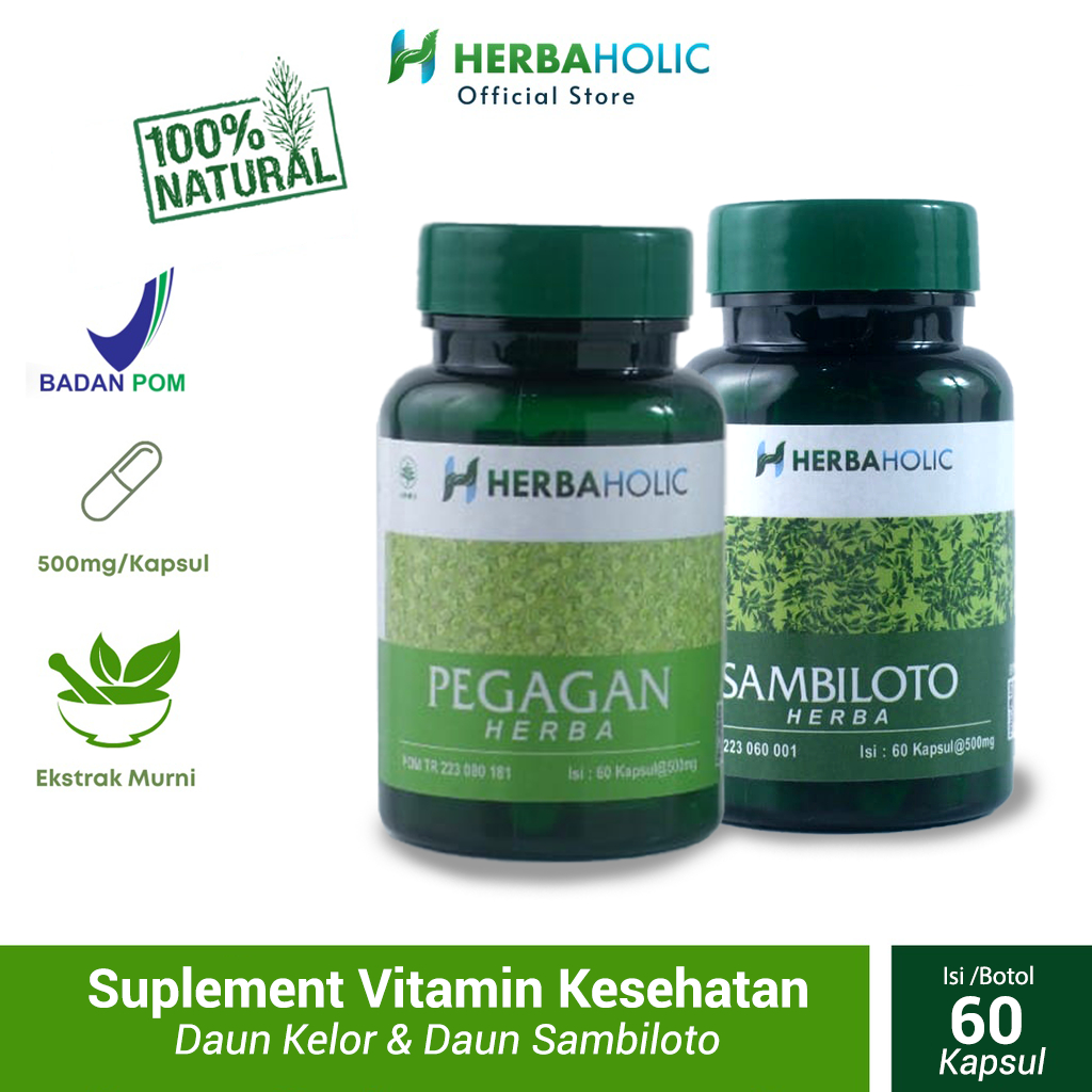 Jual Herbaholic.id Bundling Herba Kapsul Suplemen Vitamin Kesehatan Ekstrak Daun Pegagan ...