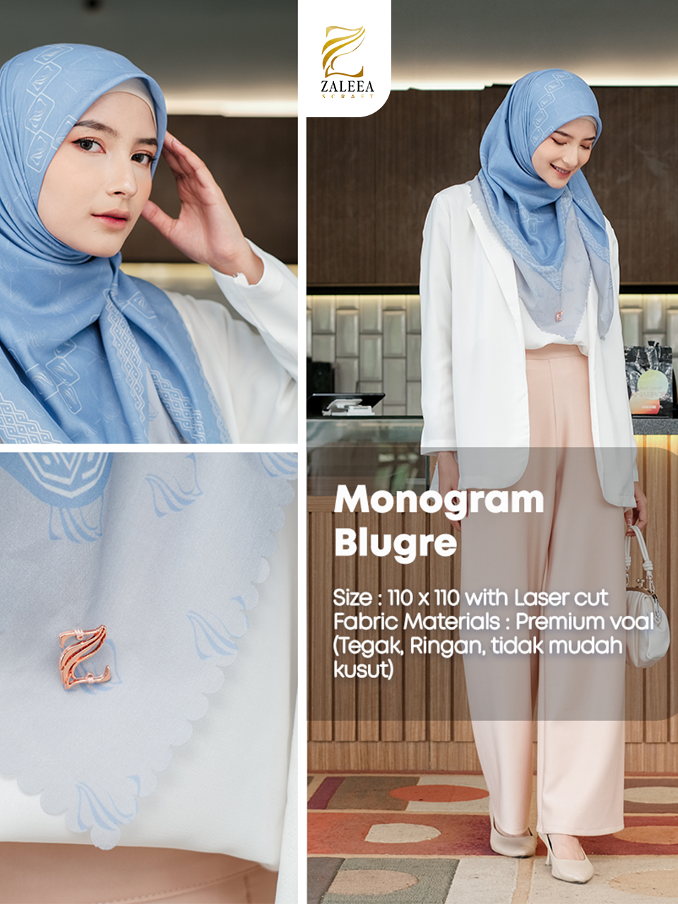 Jual Hijab Modern Monogram - Flaminggo | Shopee Indonesia