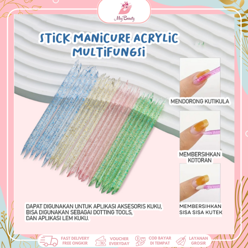 Jual MSY Stick Pusher Glitter Crystal Akrilik/Stick Pendorong kutikula ...
