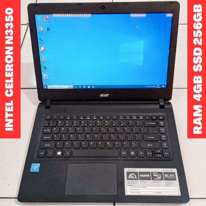 Jual LAPTOP ACER Aspire Es1 432 Intel Celeron N3350 RAM 4GB Slim Notebook 14inch Second Seken ...