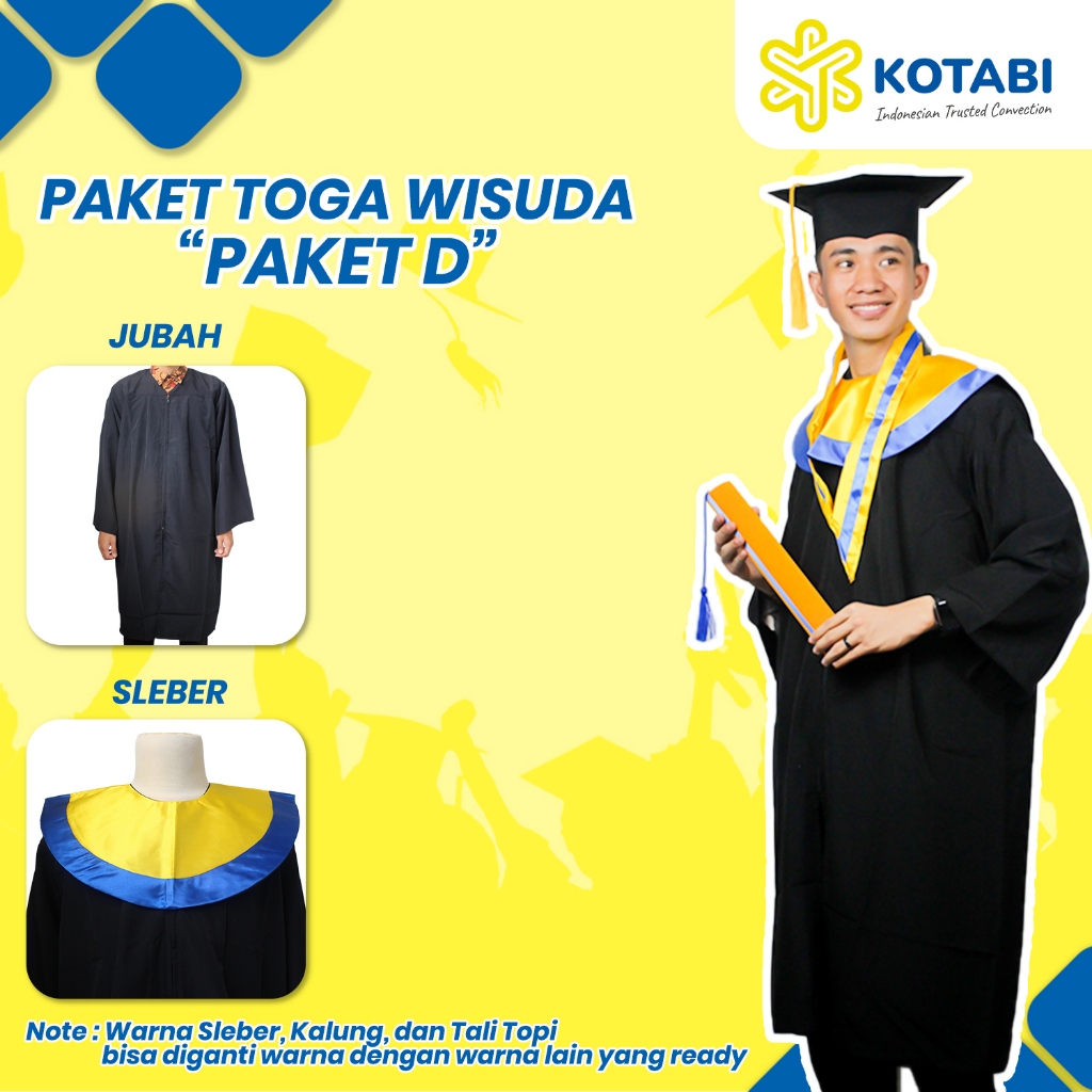 Jual Paket Toga Wisuda Dewasa Satuan Paket Perlengkapan Wisuda Kuning ...