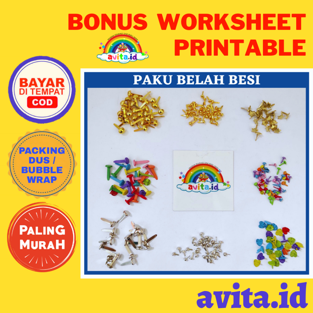 Jual avita.id 1 Biji Paku Belah Besi / Paper Fastener 1 pcs / Paku ...