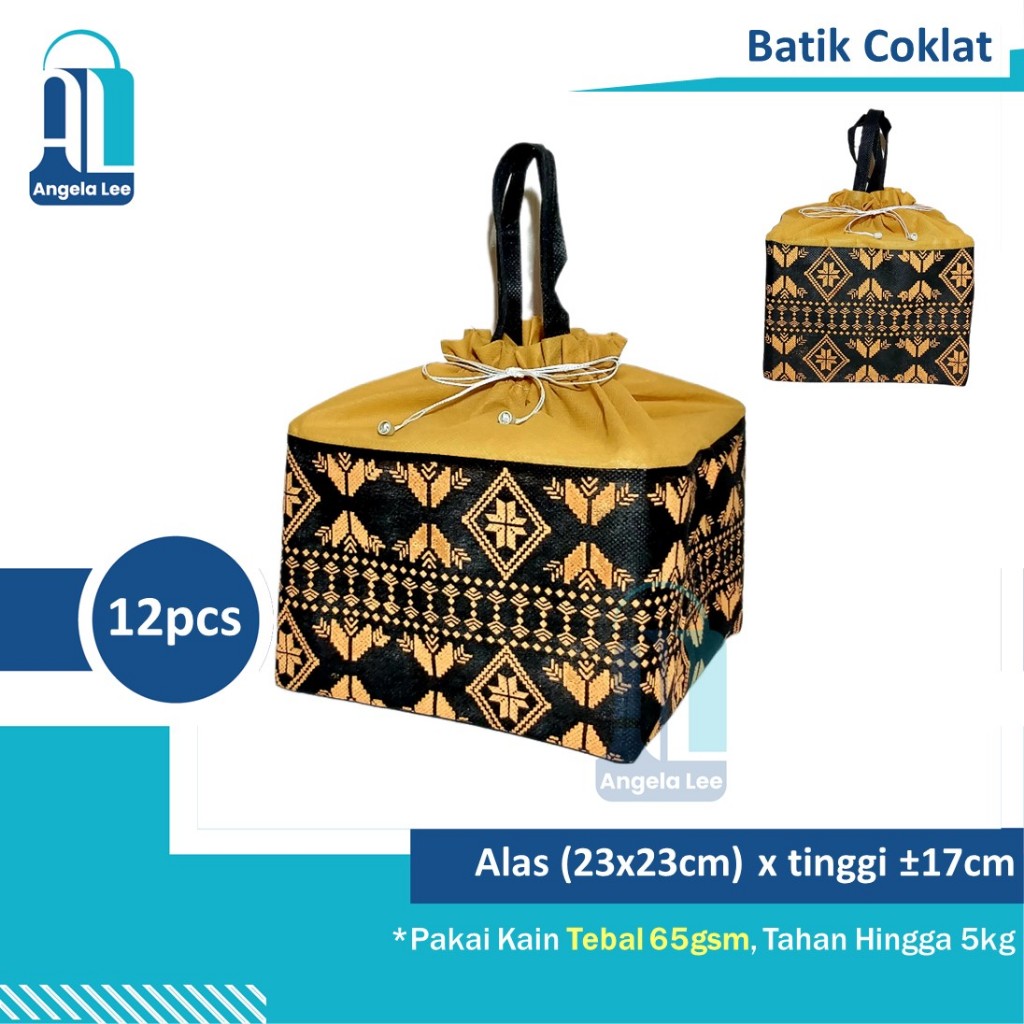 Jual 12pcs Tas Kain Serut Motif Batik utk 2dus 22x22 Goodie Bag Hajatan syukuran spunbond besek ...