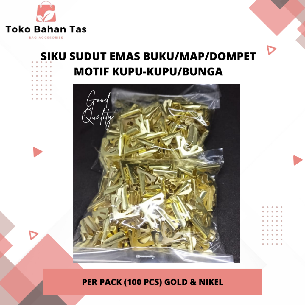 Jual (PER PACK 100 PCS) AKSESORIS SIKU SUDUT BUKU/MAP/DOMPET MODEL KUPU ...