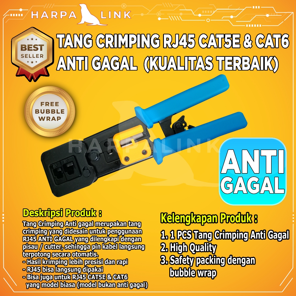 Jual Tang Crimping Tool RJ45 Cat5 Cat6 Anti Gagal Crimping Tools RJ45 ...