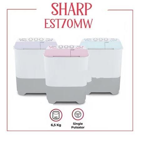 Jual MESIN CUCI SHARP EST-70MW 2 TABUNG 6.5KG 320 WATT | Shopee Indonesia