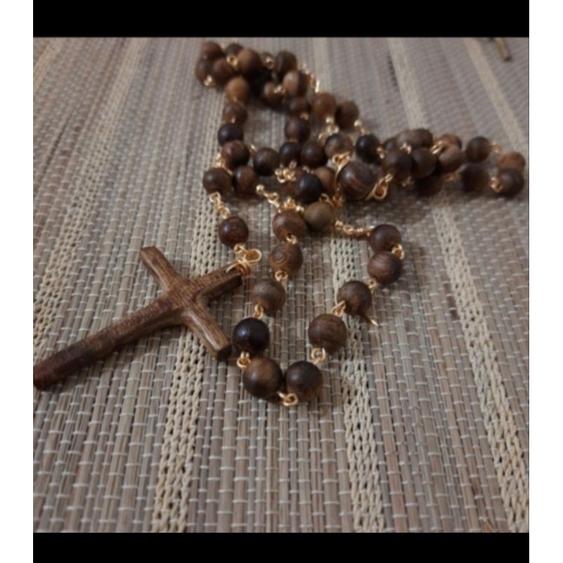 Jual dr handcraft kalung gaharu rosario doa bapa kami 77/ kristen katolik | Shopee Indonesia