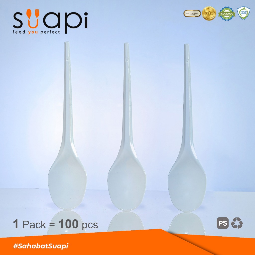Jual [100pcs] SUAPI PS Sendok Makan Plastik Putih / Sendok Putih ...