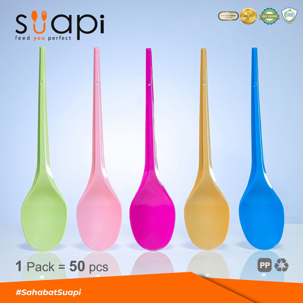 Jual [50pcs] SUAPI PP Sendok Makan Plastik WARNA PASTEL / Sendok Pesta ...