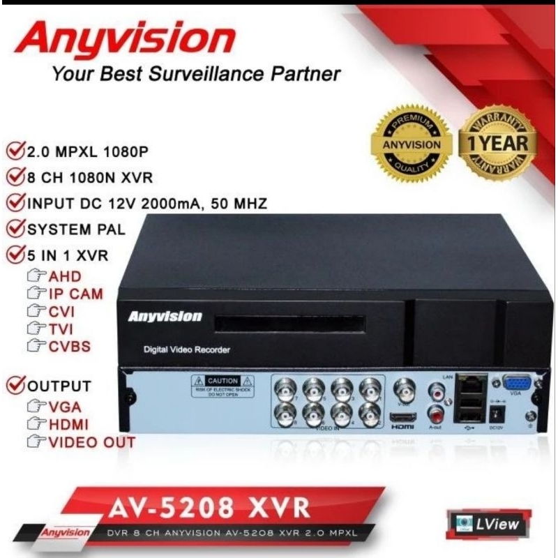 Jual DVR Anyvision AV-5208 2MP (8 CHANNEL) | Shopee Indonesia