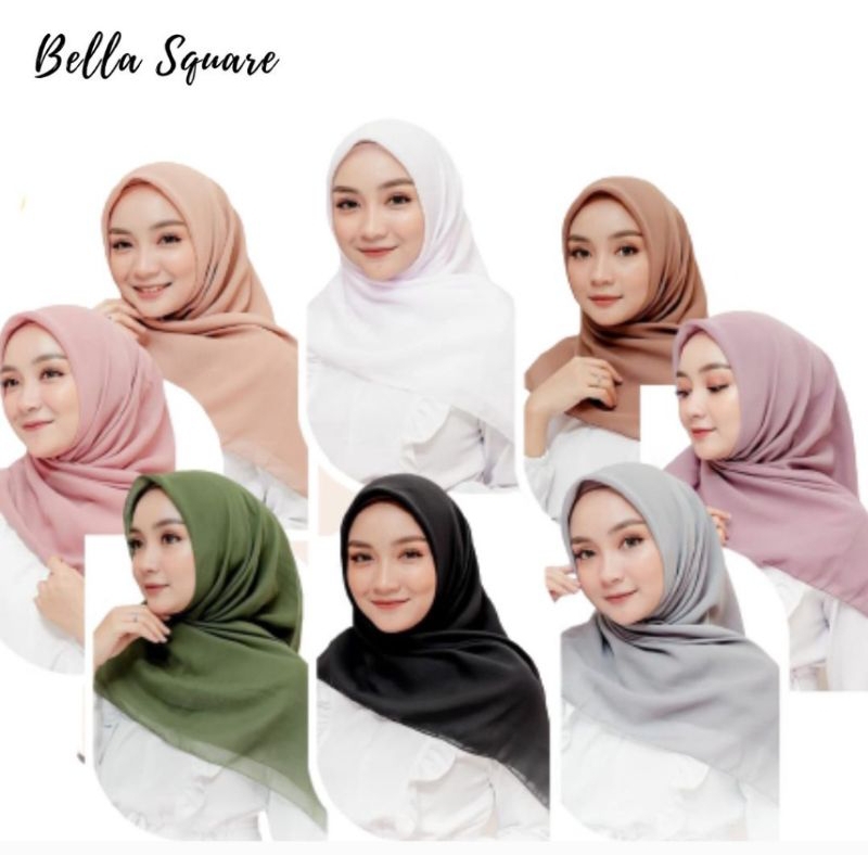 Jual Hijab Bella square premium quality / segi empat - warna lengkap | Shopee Indonesia