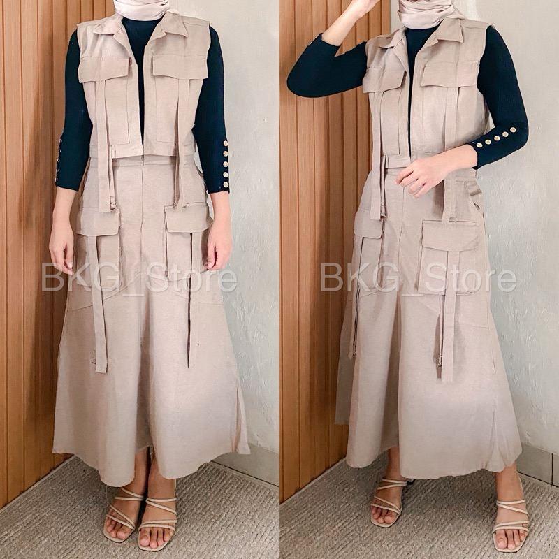 Jual KINTURA ONE SET ( Setelan Rompi + Rok ) / Setelan Cargo | Shopee ...
