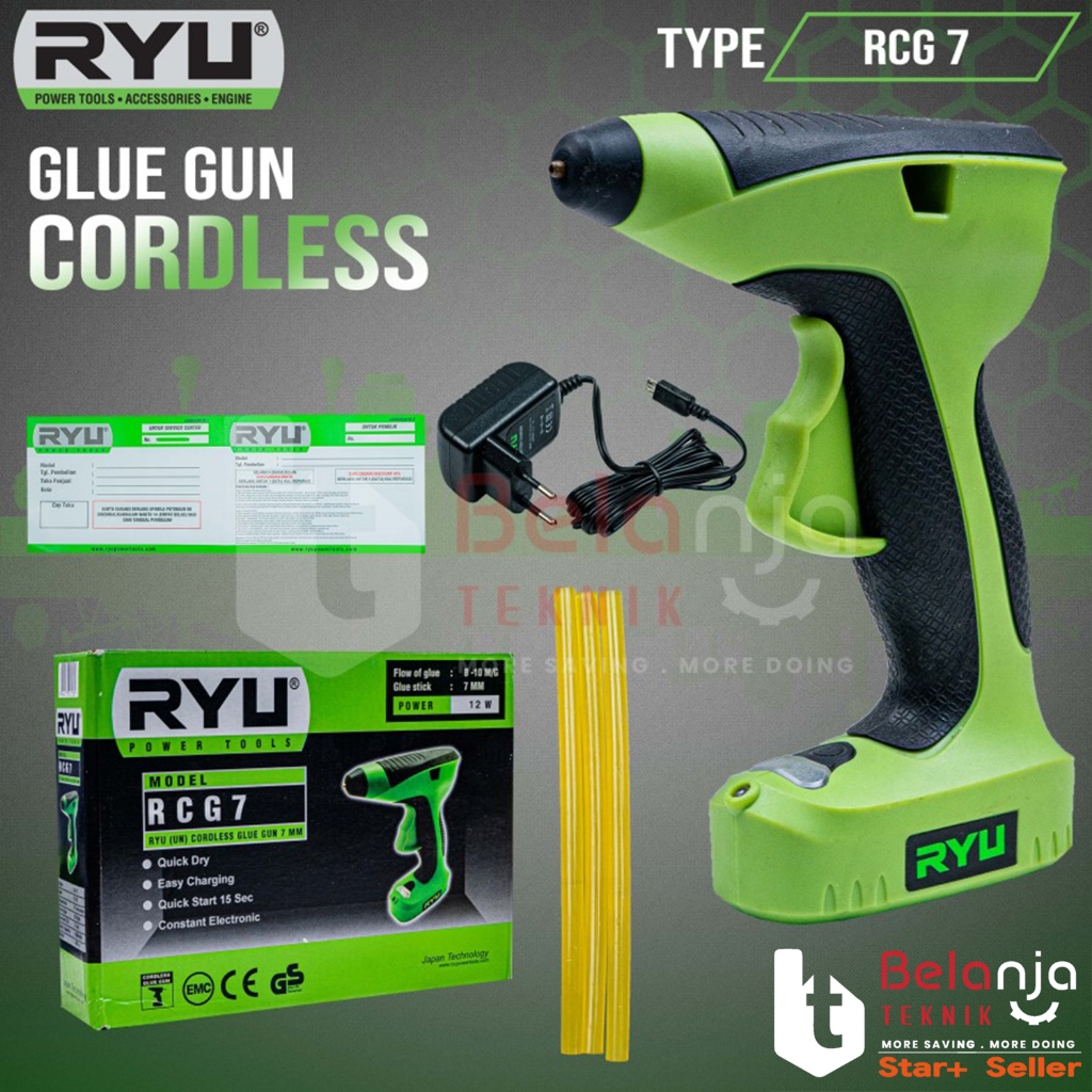 Jual Ryu Cordless Glue Gun RCG 7 Alat Lem Tembak Stik Bakar Baterai 12 ...