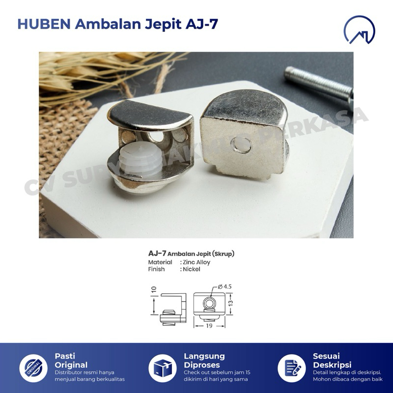 Jual HUBEN Ambalan Jepit Kaca Kayu AJ-7 / Penjepit Sekat Kaca | Shopee Indonesia