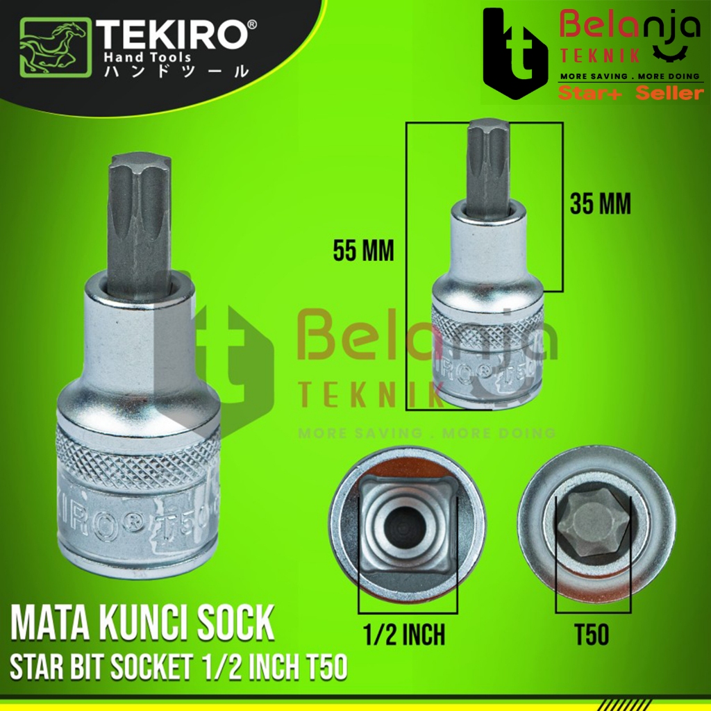 Jual Tekiro Mata Kunci Shock 1/2" Star Bit T 50 Mata Sock Bintang 1/2 ...