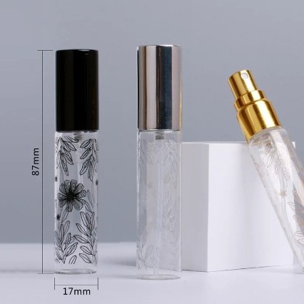 Jual Botol Spray Parfum Kaca Transparan Motif Bunga 10 ML | Shopee ...
