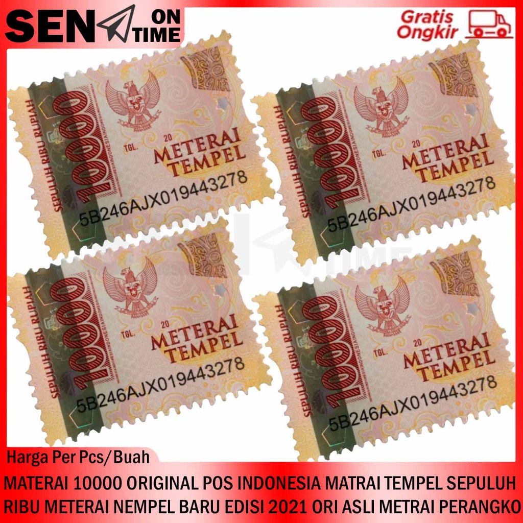 Jual MATERAI SEPULUH RIBU MATRAI 10000 TEMPEL ORIGINAL POS INDONESIA METERAI NEMPEL BARU EDISI ...