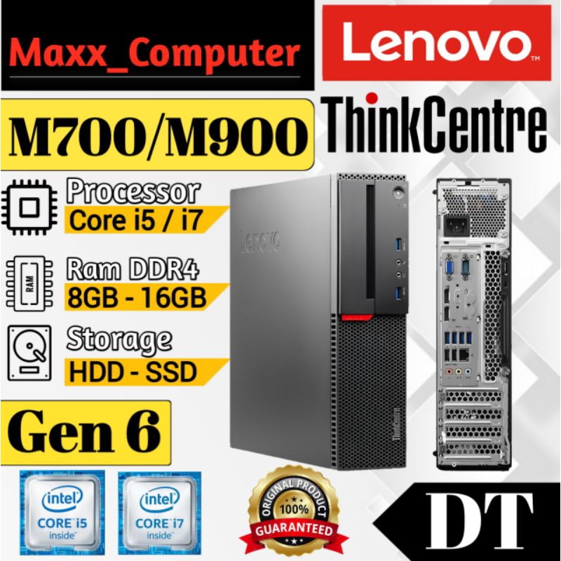 Jual Pc Lenovo ThinkCentre M700/M900 DT Core i5 / i7 - 6th Gen Pc ...